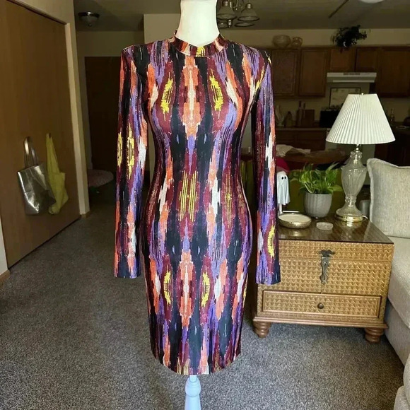 Maria Cher | Dresses | Maria Cher Printed Long Sleeve Mini Dress | Poshmark